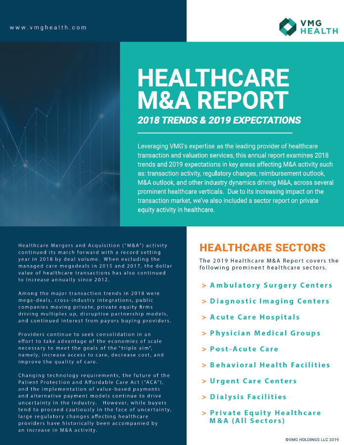 VMG Health 2019 Healthcare M&A Report | VMG Health